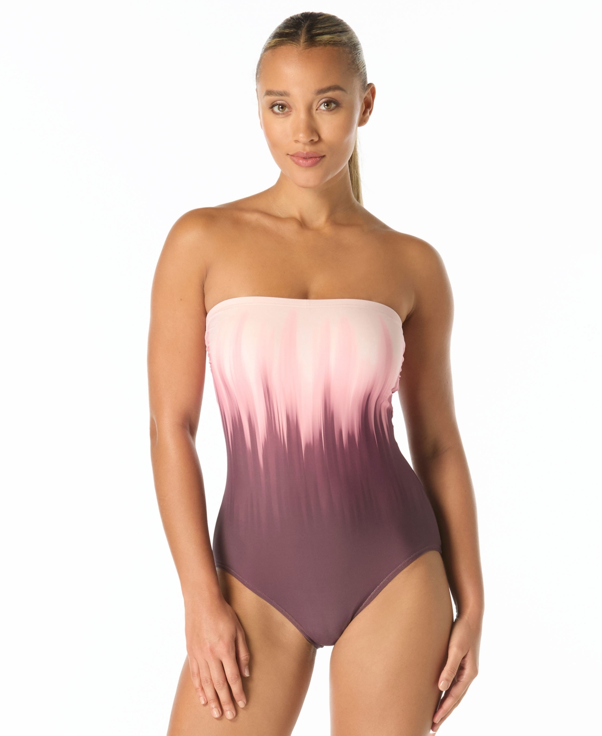 Click here for Carmen Marc Valvo Womens Printed Bandeau One-Piece... prices