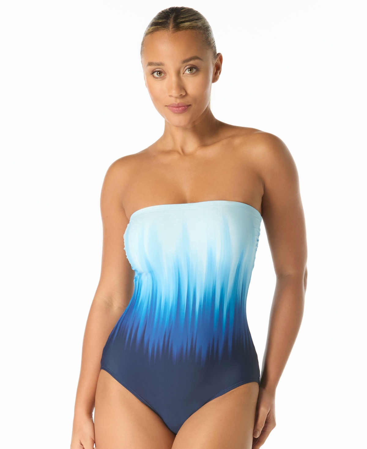 Click here for Carmen Marc Valvo Womens Printed Bandeau One-Piece... prices