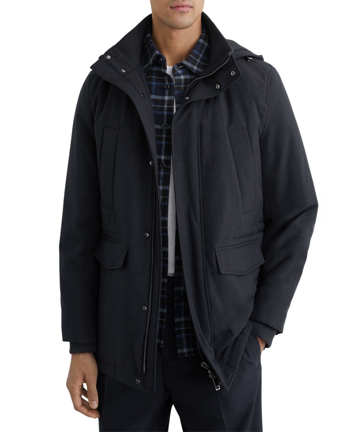 Click here for Reiss Mens Hooded Zip-Through Padded Coat - Navy prices