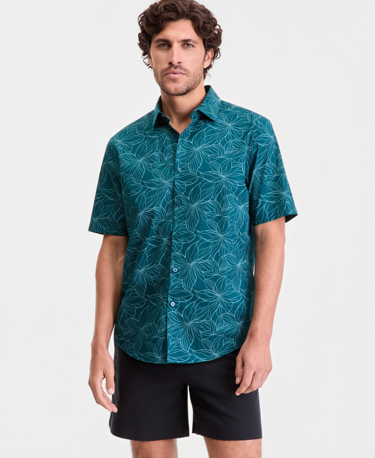 Click here for Alfani Mens Short-Sleeve Outline Floral Shirt  Mac... prices
