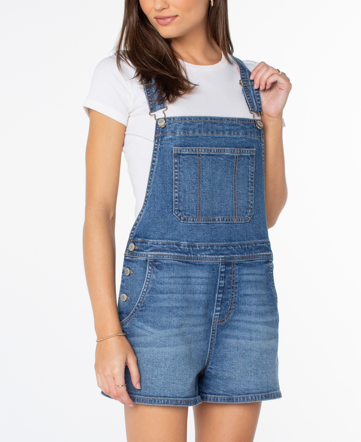 Click here for Celebrity Pink Womens Square Neck Denim Shortalls... prices