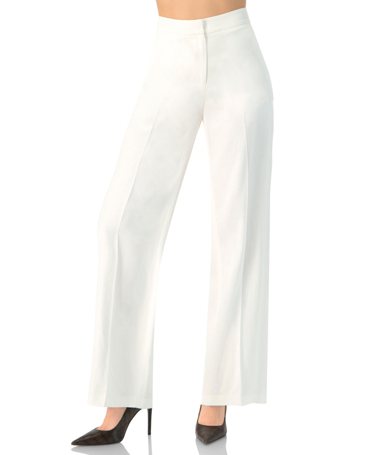 Click here for Ivonne Womens Wide-Leg Straight Cotton Pants - Whi... prices