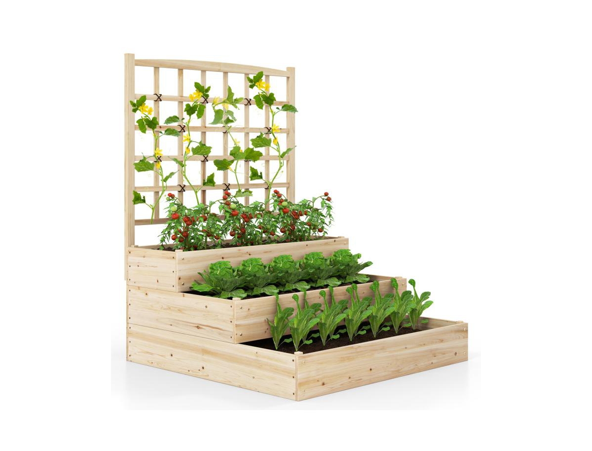 Click here for Slickblue 3-Tier Raised Garden Bed with Lattice Tr... prices