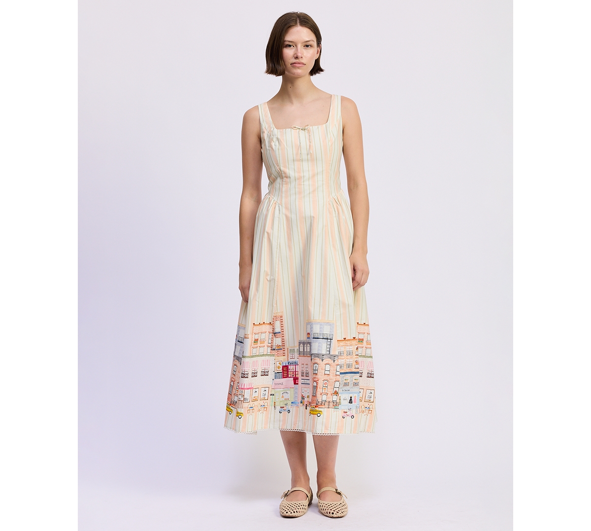 Click here for En Saison Womens Square Neck Athena Midi Dress - P... prices