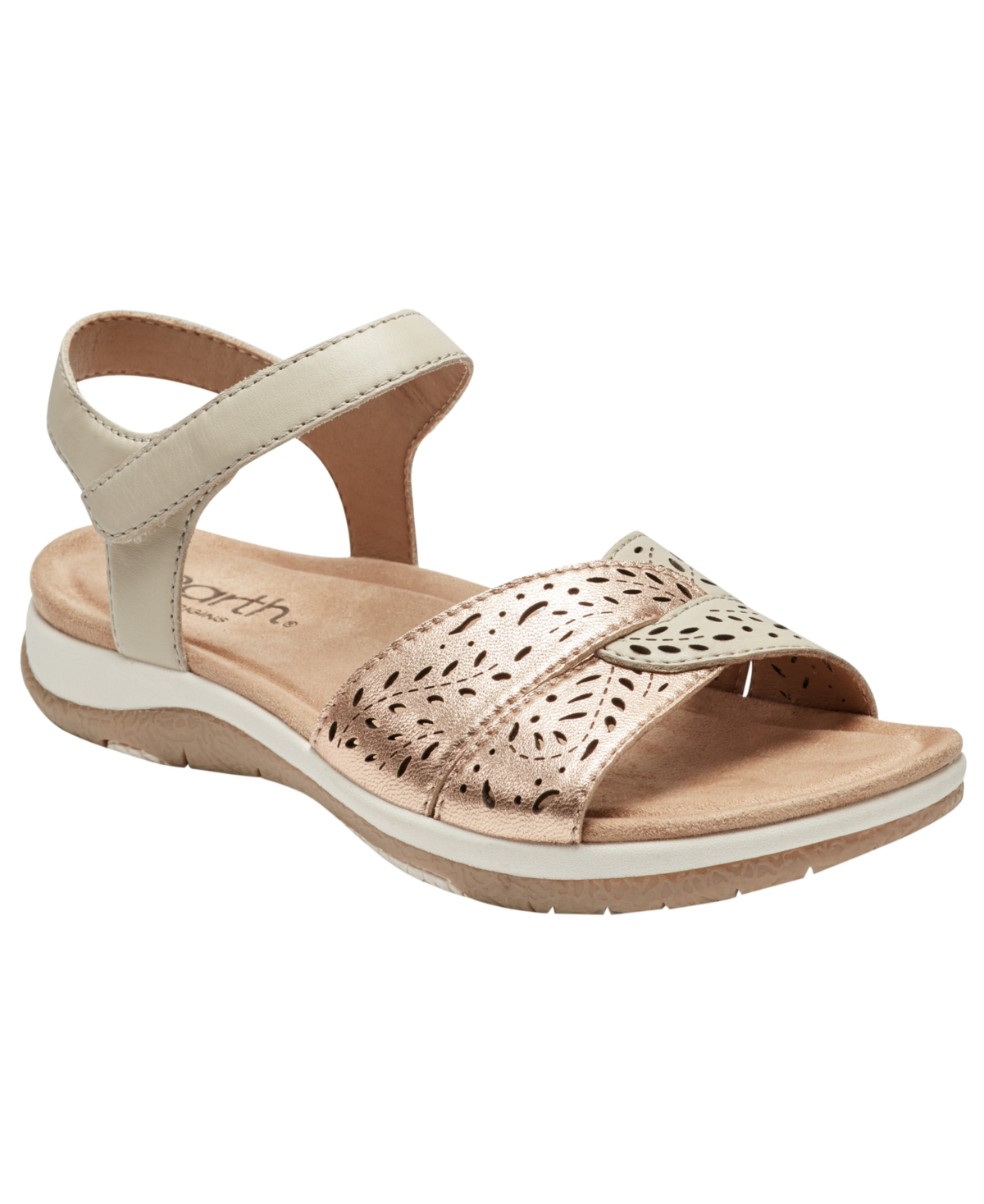 Click here for Earth Womens Sylo Perforated Flat Sandals - Bone/D... prices