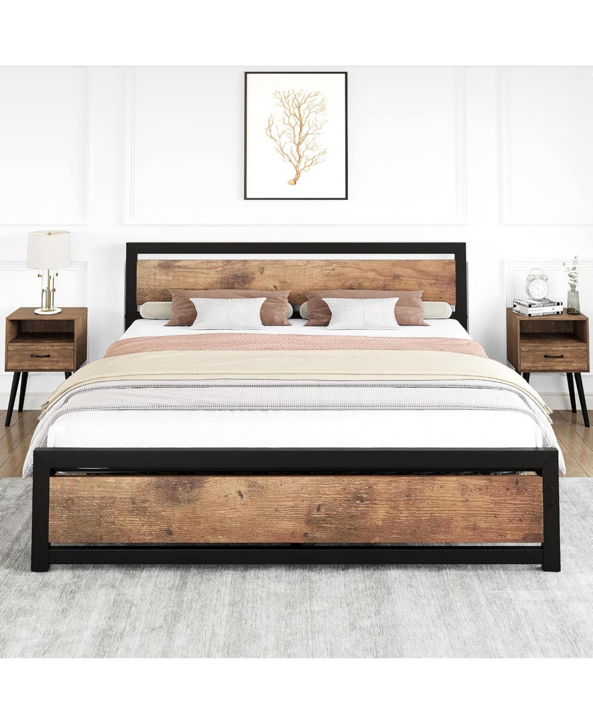 Click here for gaomon Bed Frame with Wood Headboard  Industrial P... prices