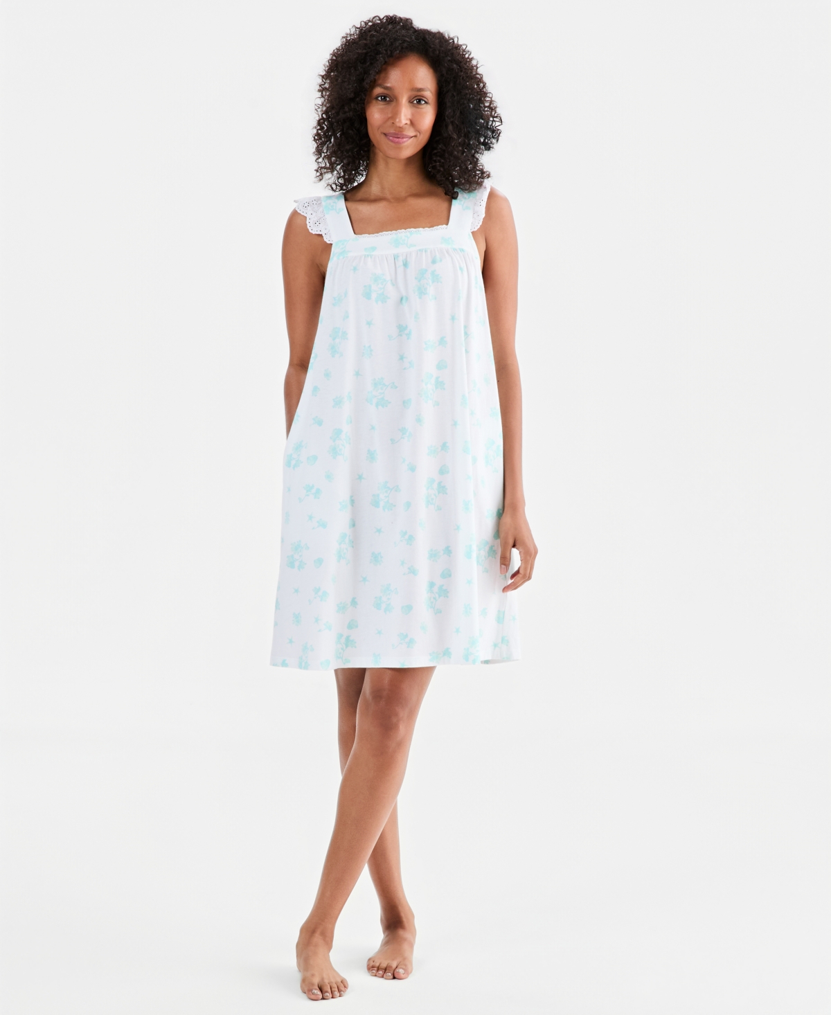 Charter Club Womens Ruffle Tank Chemise  Macys Exclusive - Seaside Toss