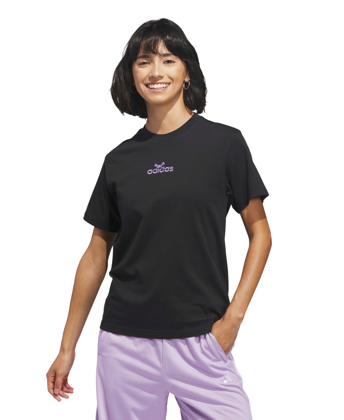 Click here for adidas Womens Bow on Linear Logo Graphic T-Shirt -... prices