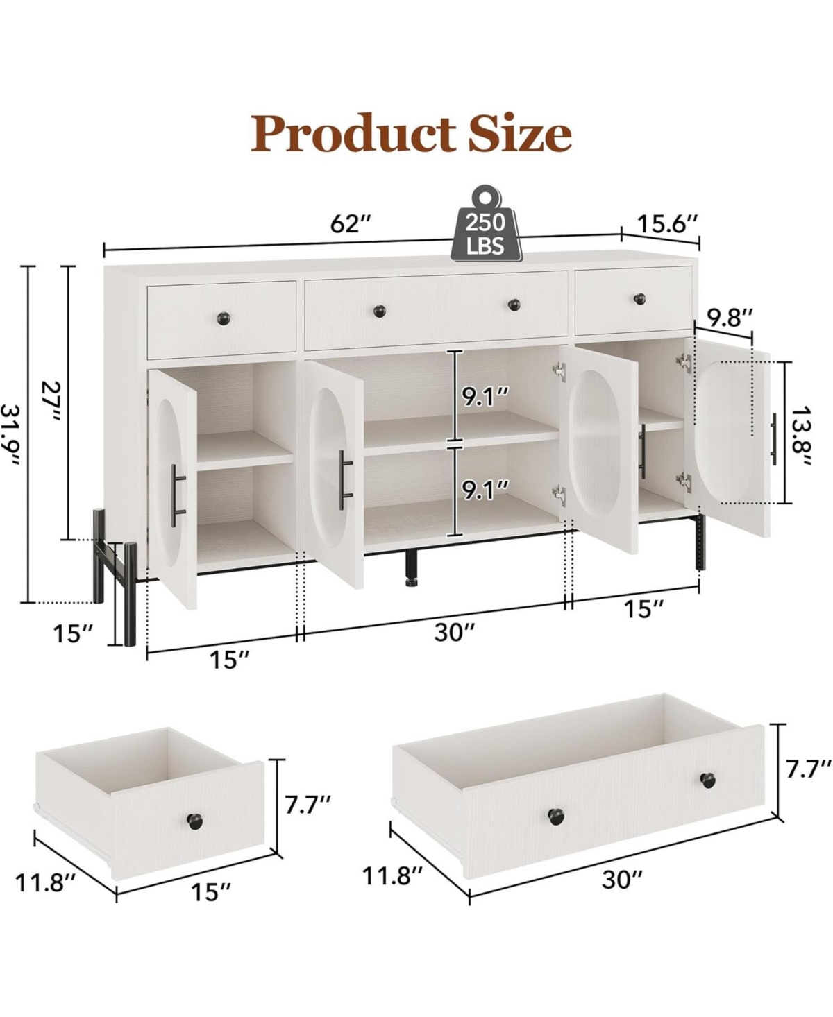 Click here for gaomon 62 Inch Modern Sideboard Cabinet with 3 Dra... prices