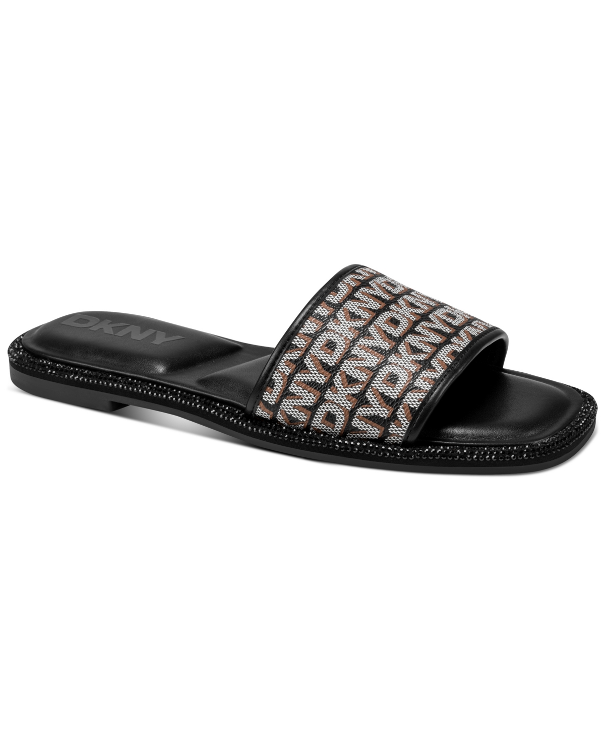 Click here for Dkny Womens Badin Slide Flat Sandals - Black/Saddl... prices