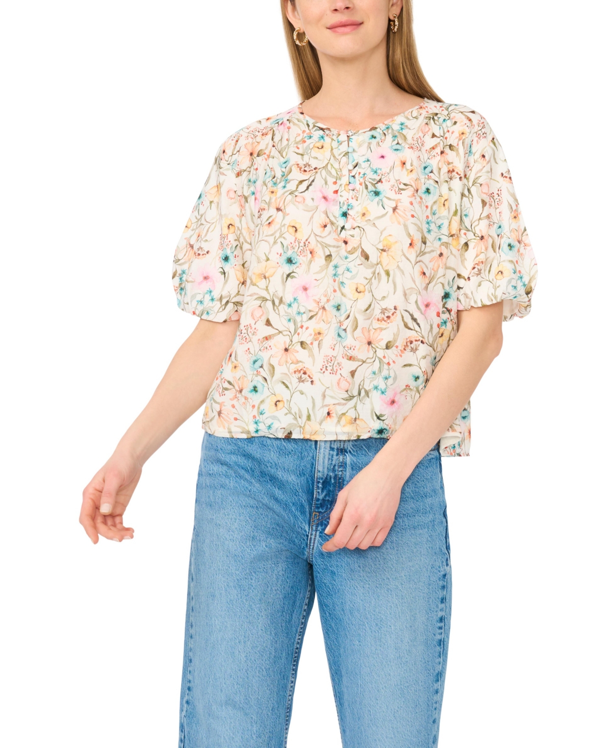 Click here for Vince Camuto Womens Crew Neck Top - Antique White prices