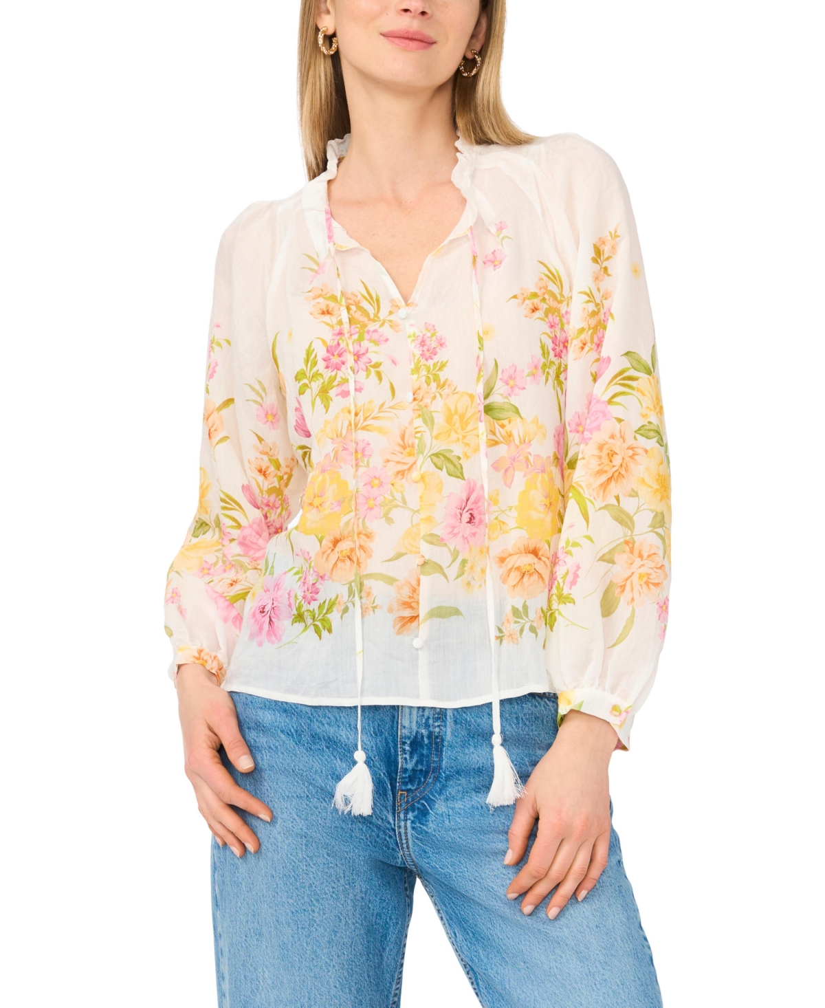 Click here for Vince Camuto Womens Raglan-Sleeve Button-Down Top... prices