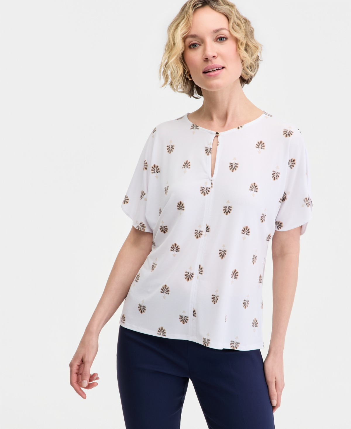 Click here for Jm Collection Womens Short Dolman Sleeve Printed K... prices