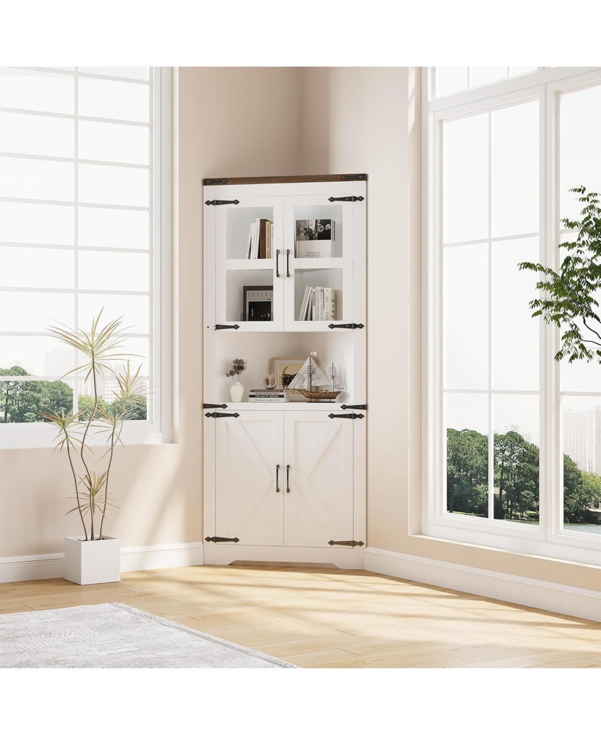 Click here for gaomon 67 Inch Corner Cabinet with Glass Door Adju... prices