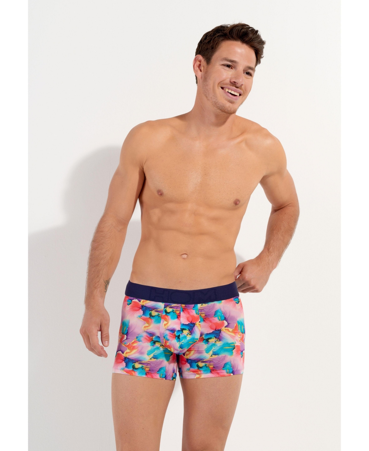 Click here for Hom Usa Mens Aquaflowers Boxer Briefs - Blue/ Red prices