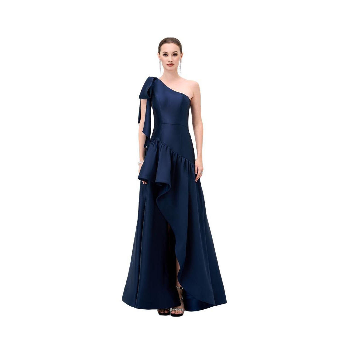 Click here for Bariano Womens Yulitza Asymmetric Gown - Navy prices
