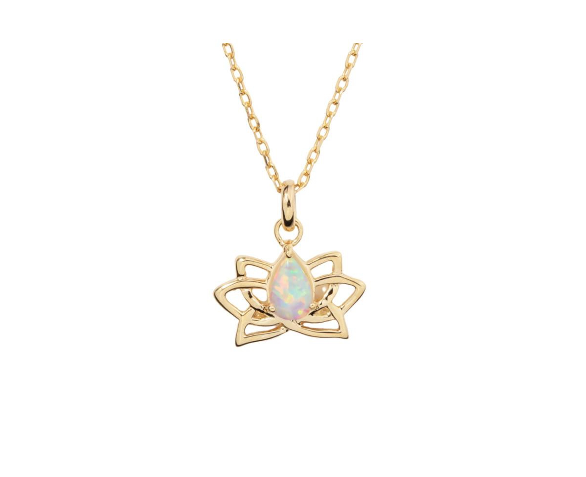 Click here for Little Sky Stone Lotus Opal Charm Necklace - Opal prices
