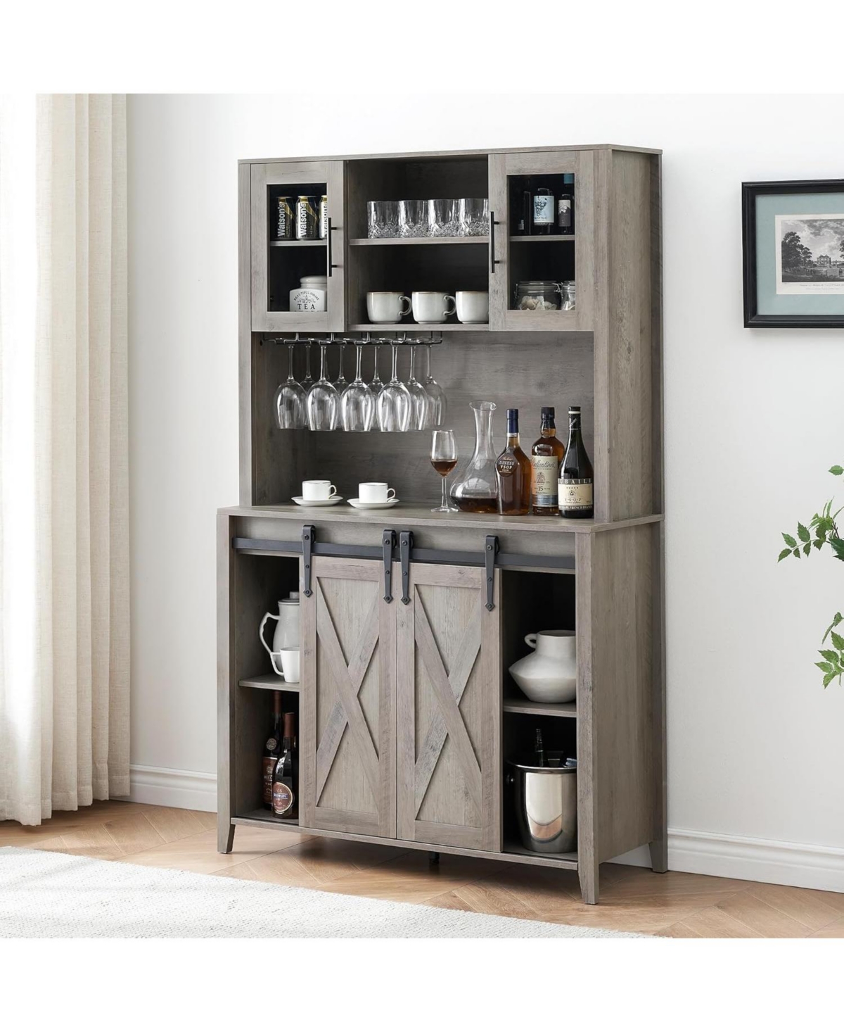 Click here for gaomon Farmhouse Coffee Bar and Wine Cabinet with... prices