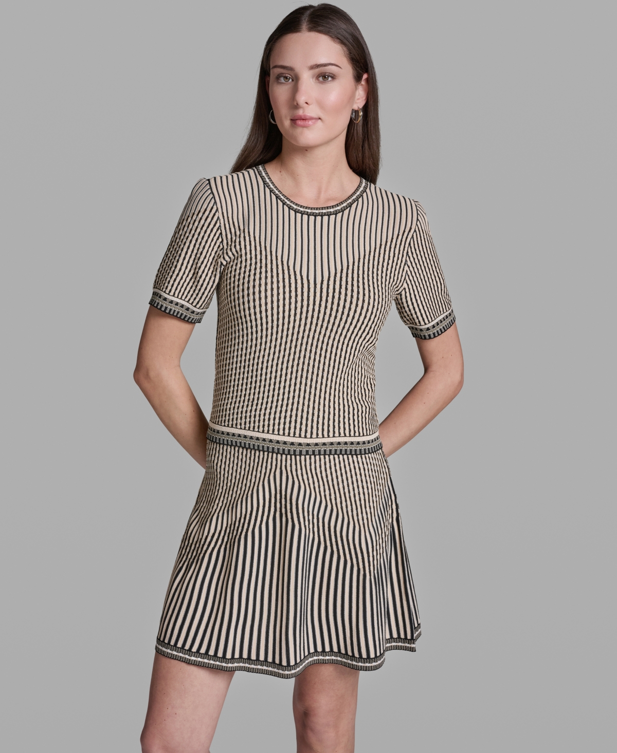 Click here for Bcbg Womens Short-Sleeve Mix Pattern Crew Neck Top... prices