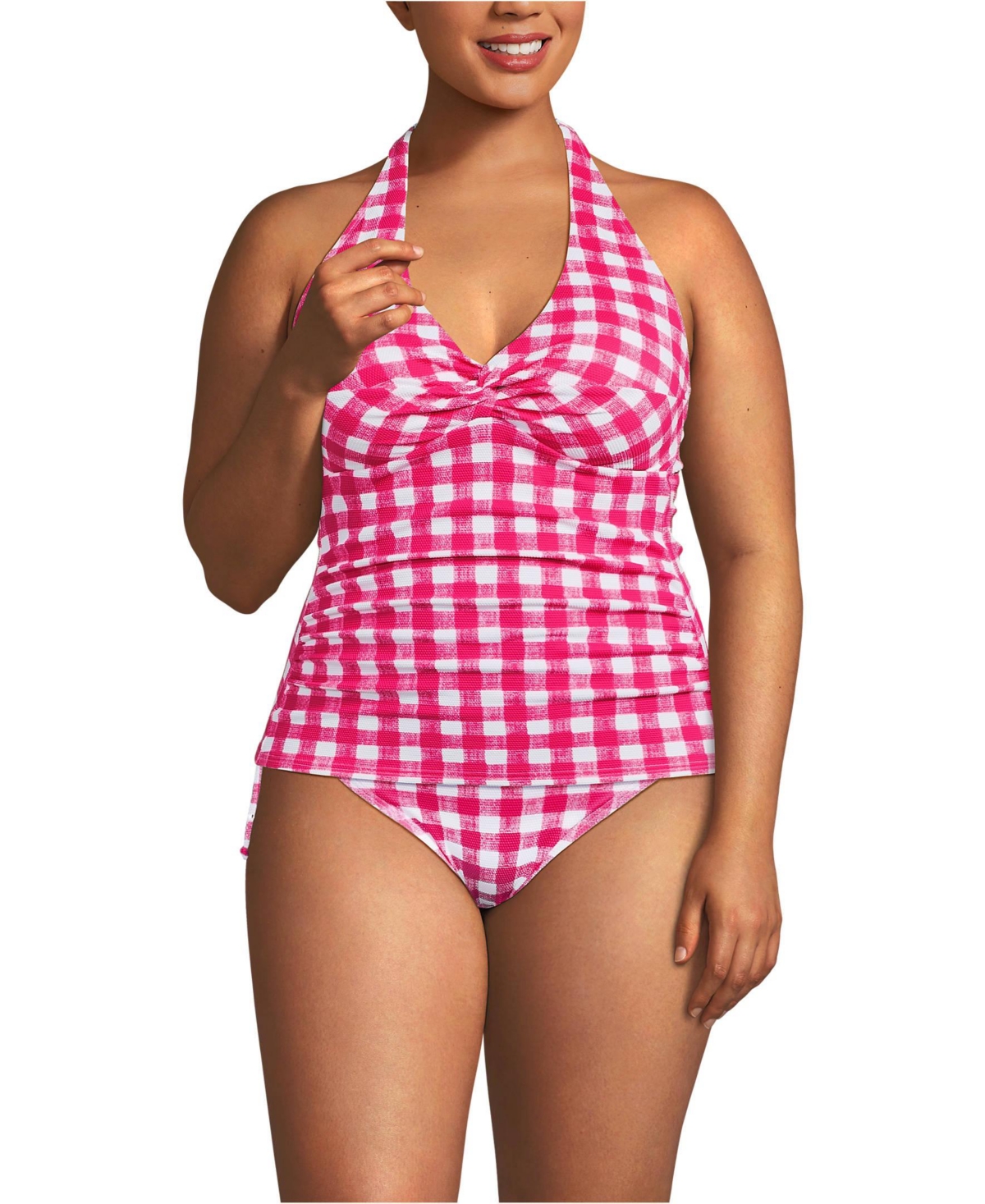 Click here for Lands End Womens Pique Knot Twist Halter Tankini T... prices
