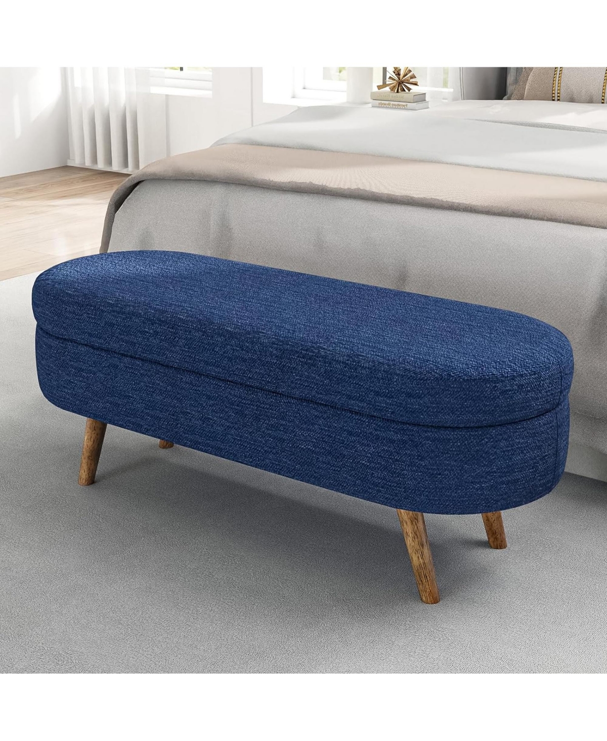Click here for Rainsken Oval Storage Ottoman Bench - Upholstered... prices