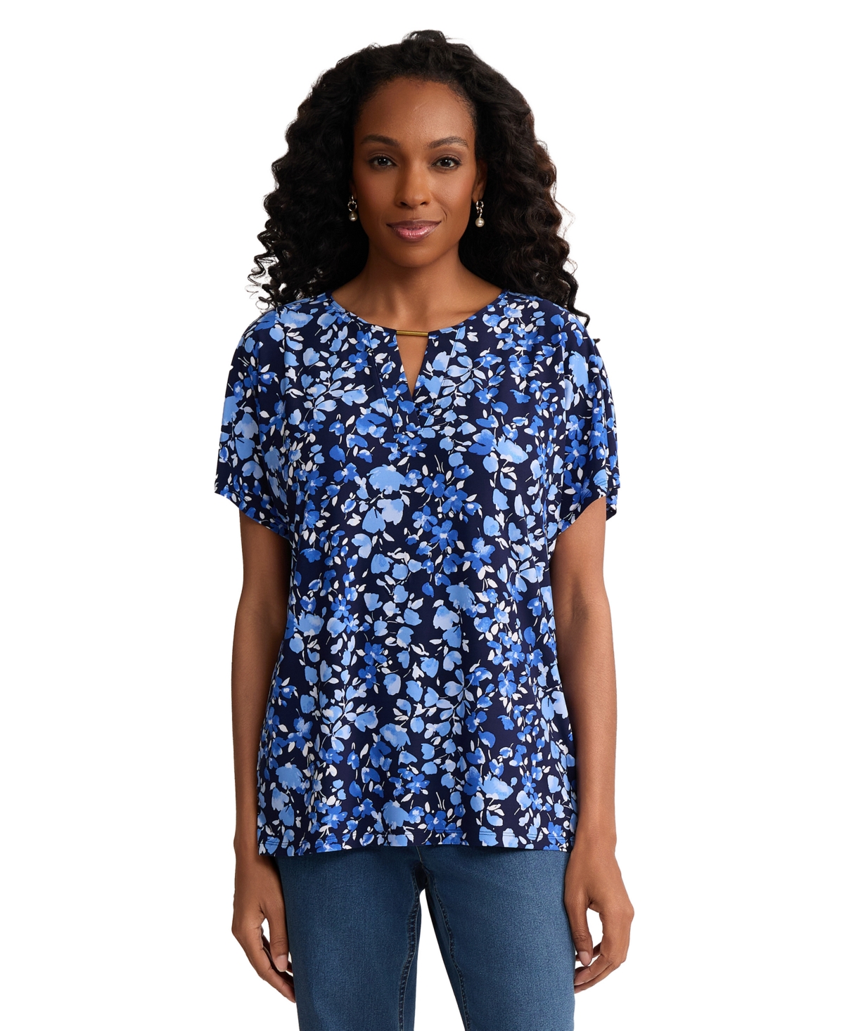 Click here for Jones New York Womens Extend Shoulder Placket Roun... prices