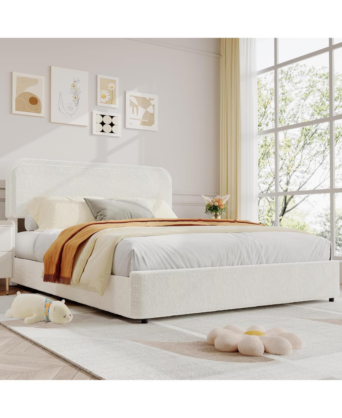 Click here for gaomon Full Size Boucle Bed Frame  Modern Beige Up... prices