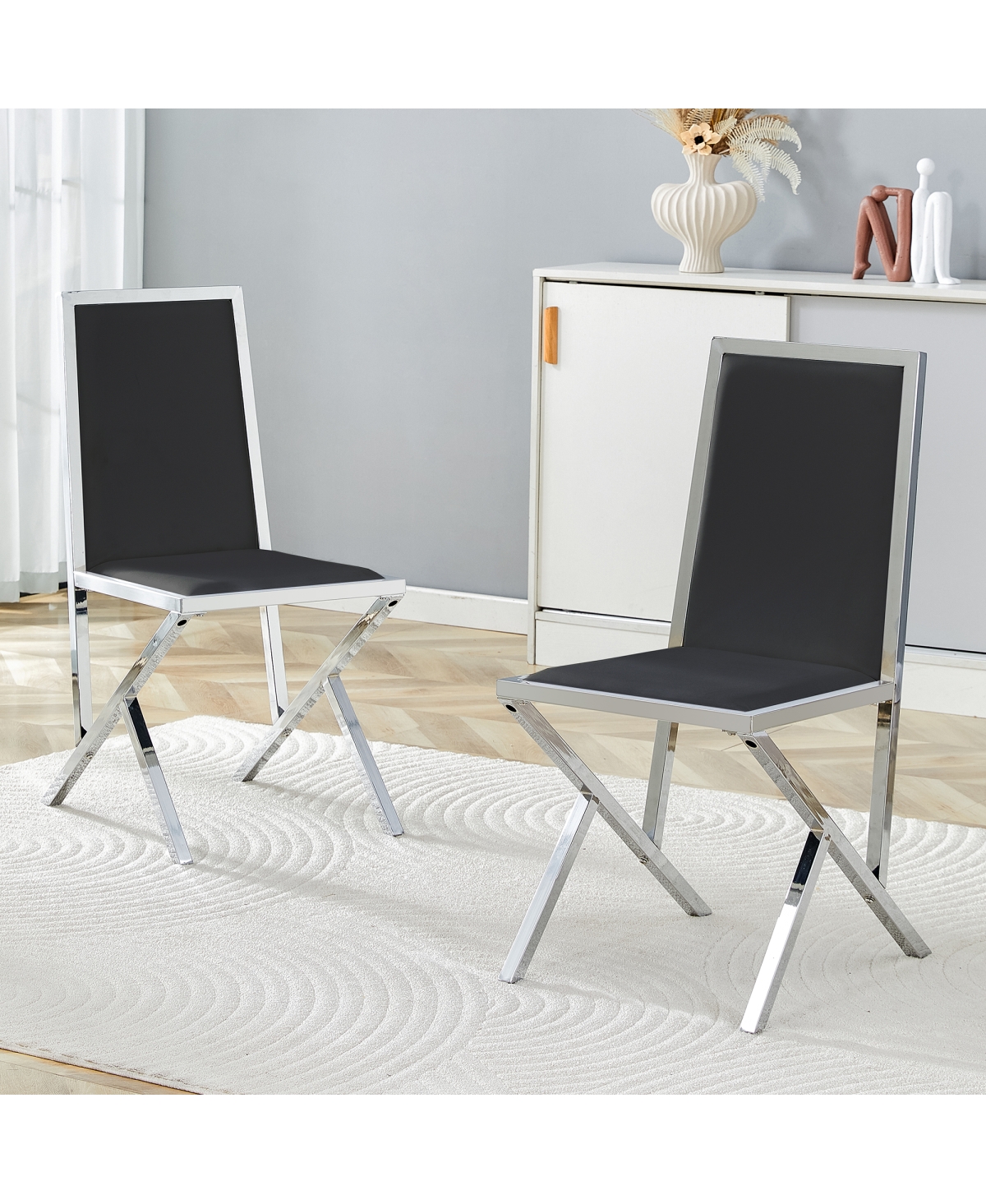 Click here for Streamdale Furniture 2-pack Black Pu dining chairs... prices