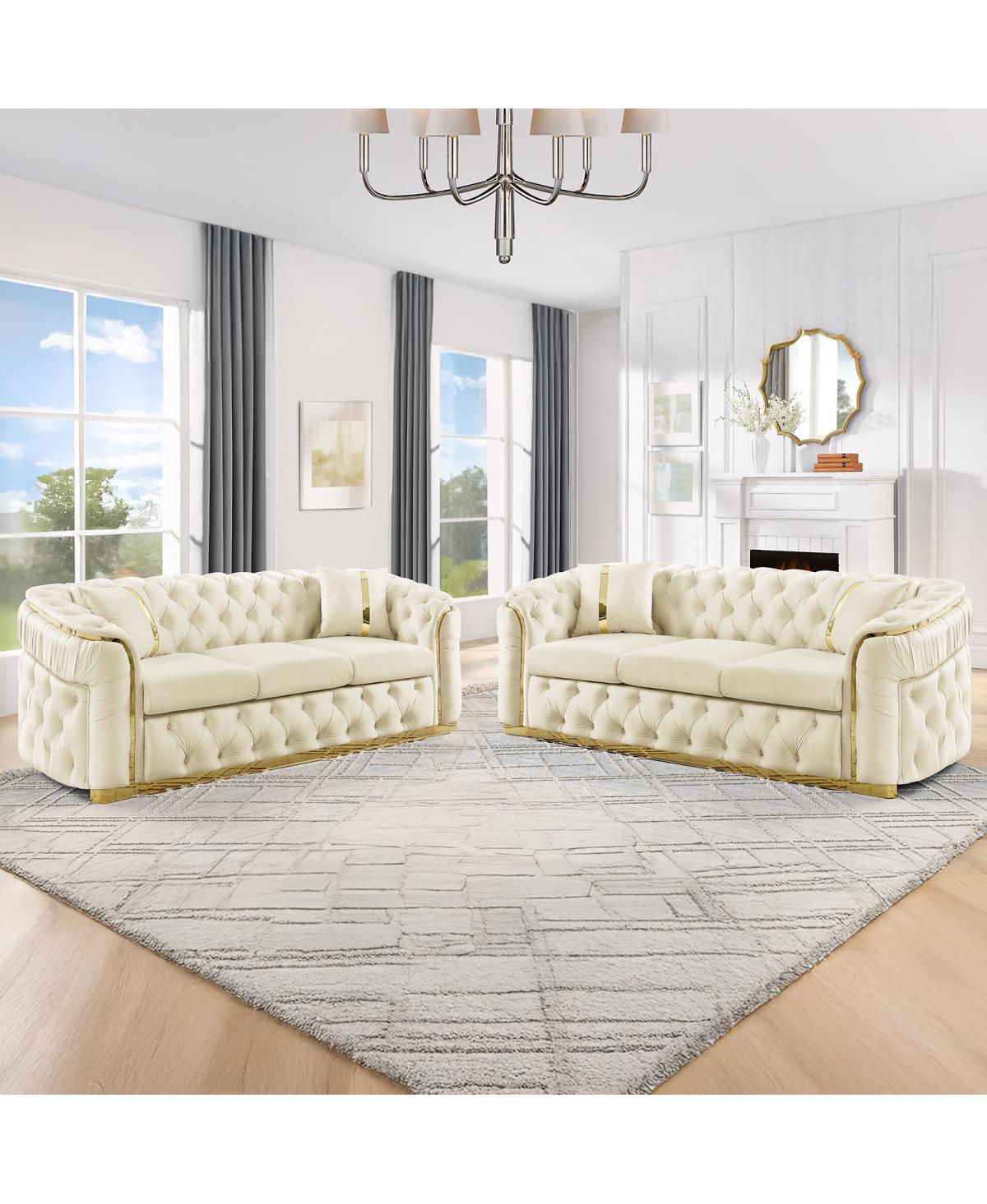 Click here for Streamdale Furniture 2PCS 90.6" Velvet Button... prices