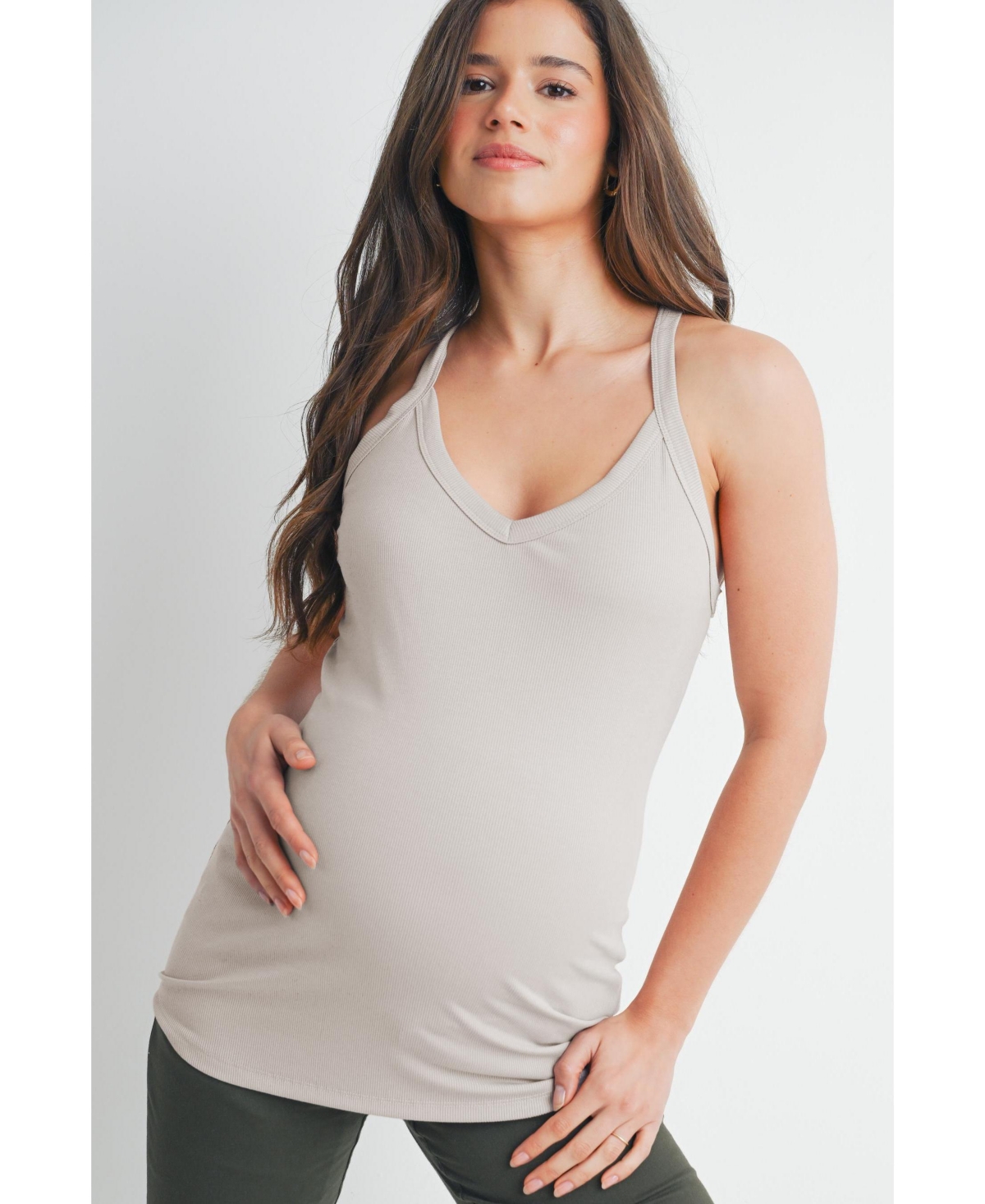 Click here for Hello Miz Maternity Sleeveless Ribbed V-Neck Racer... prices