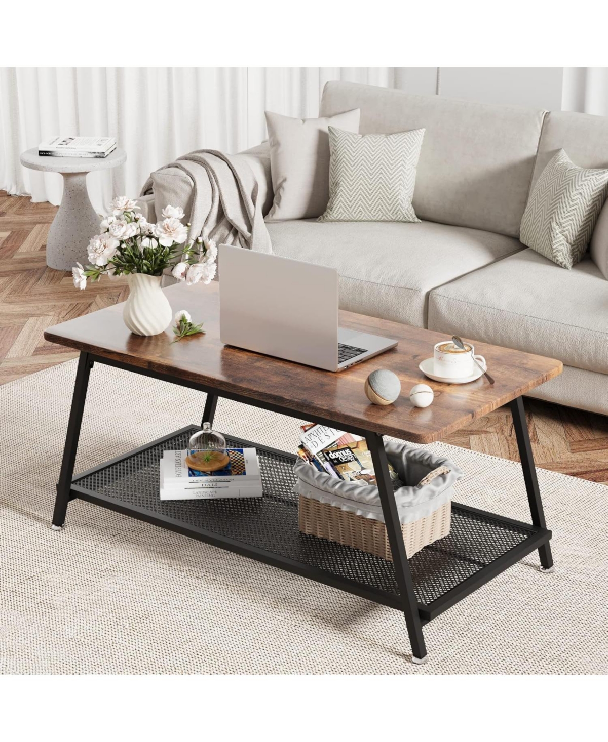 Click here for gaomon Industrial Rectangular 2-Tier Wood Coffee T... prices