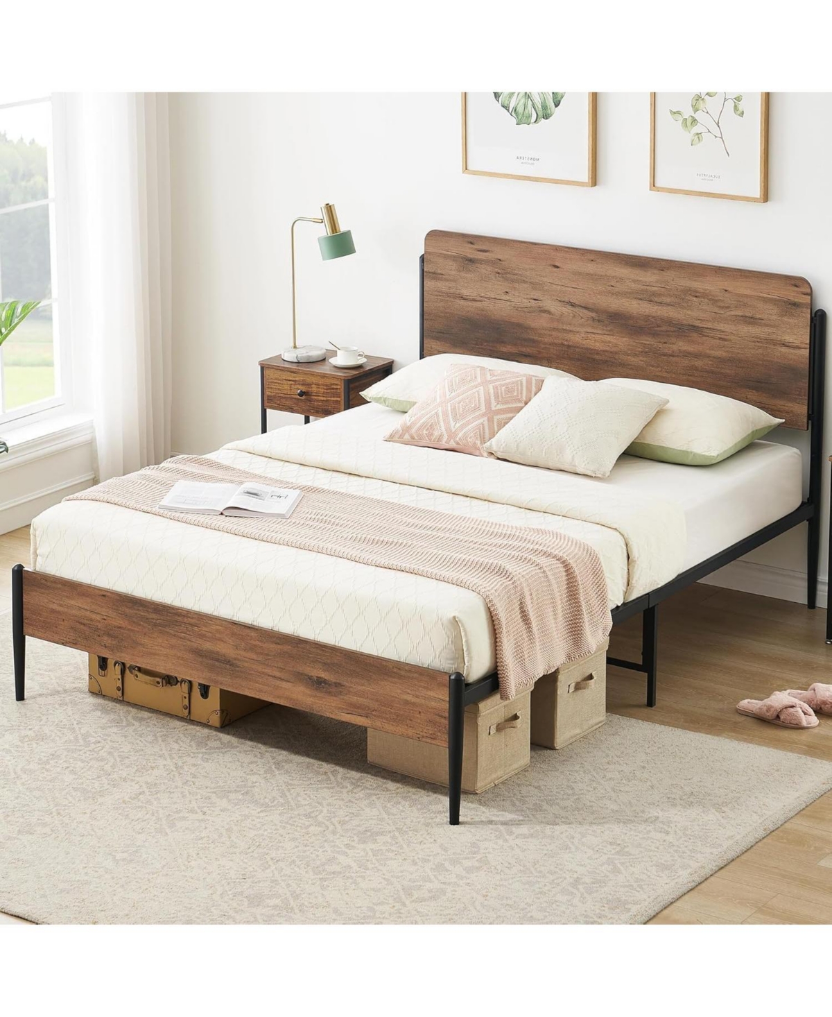 Click here for gaomon Queen Metal Bed Frame with Wood Headboard a... prices