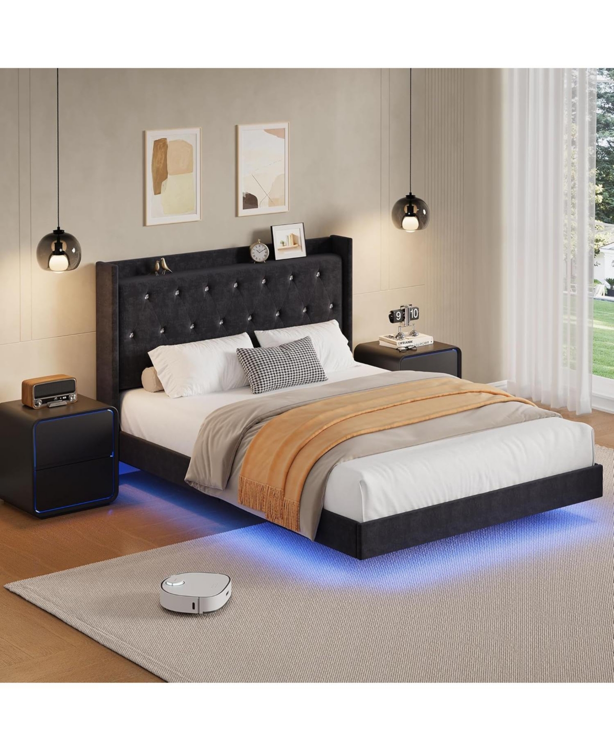 Click here for gaomon Modern Full Floating Bed Frame Rgb Led Ligh... prices