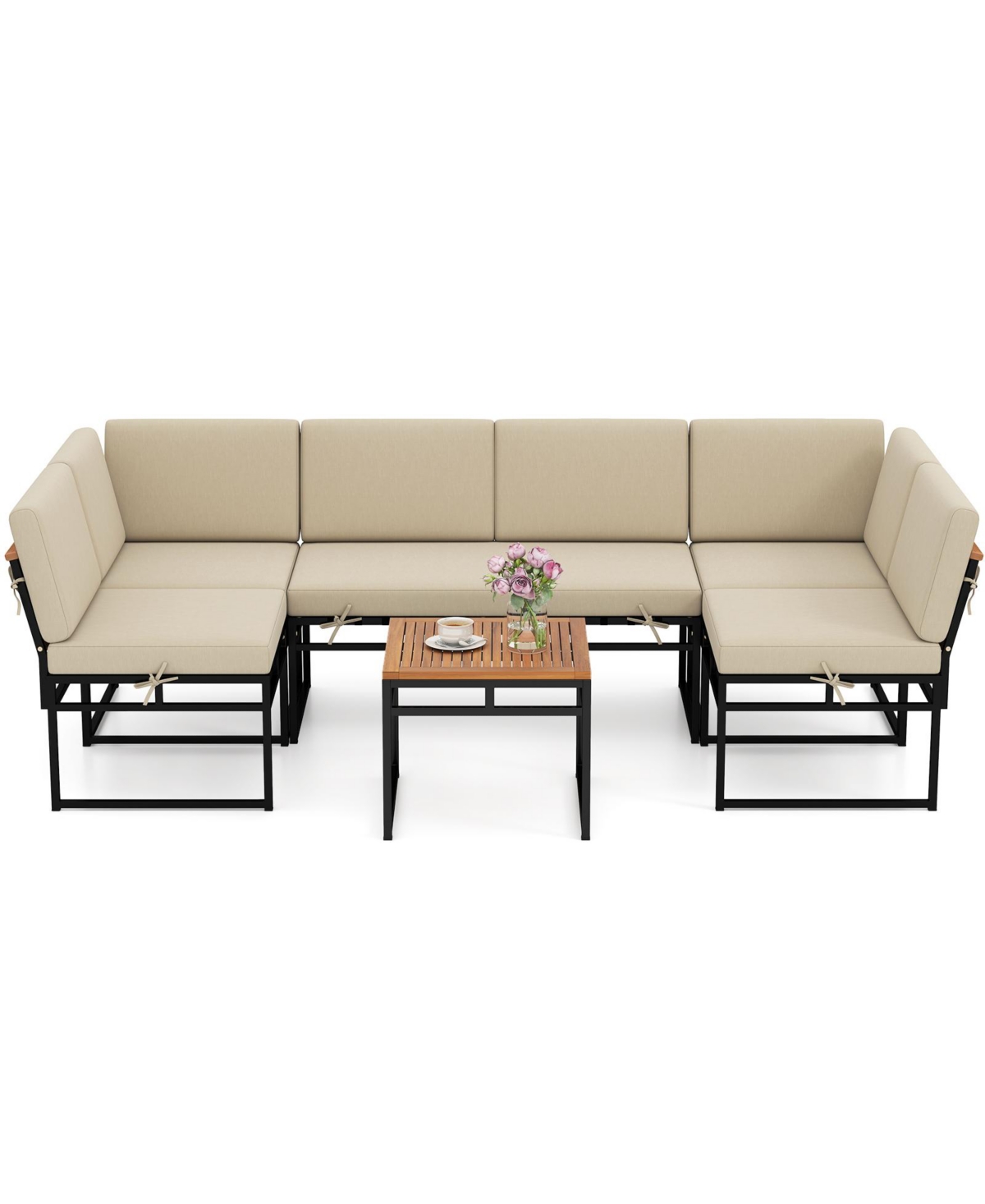 Click here for Gymax Set Of 6 Outdoor Sectional Sofa Set Metal Co... prices
