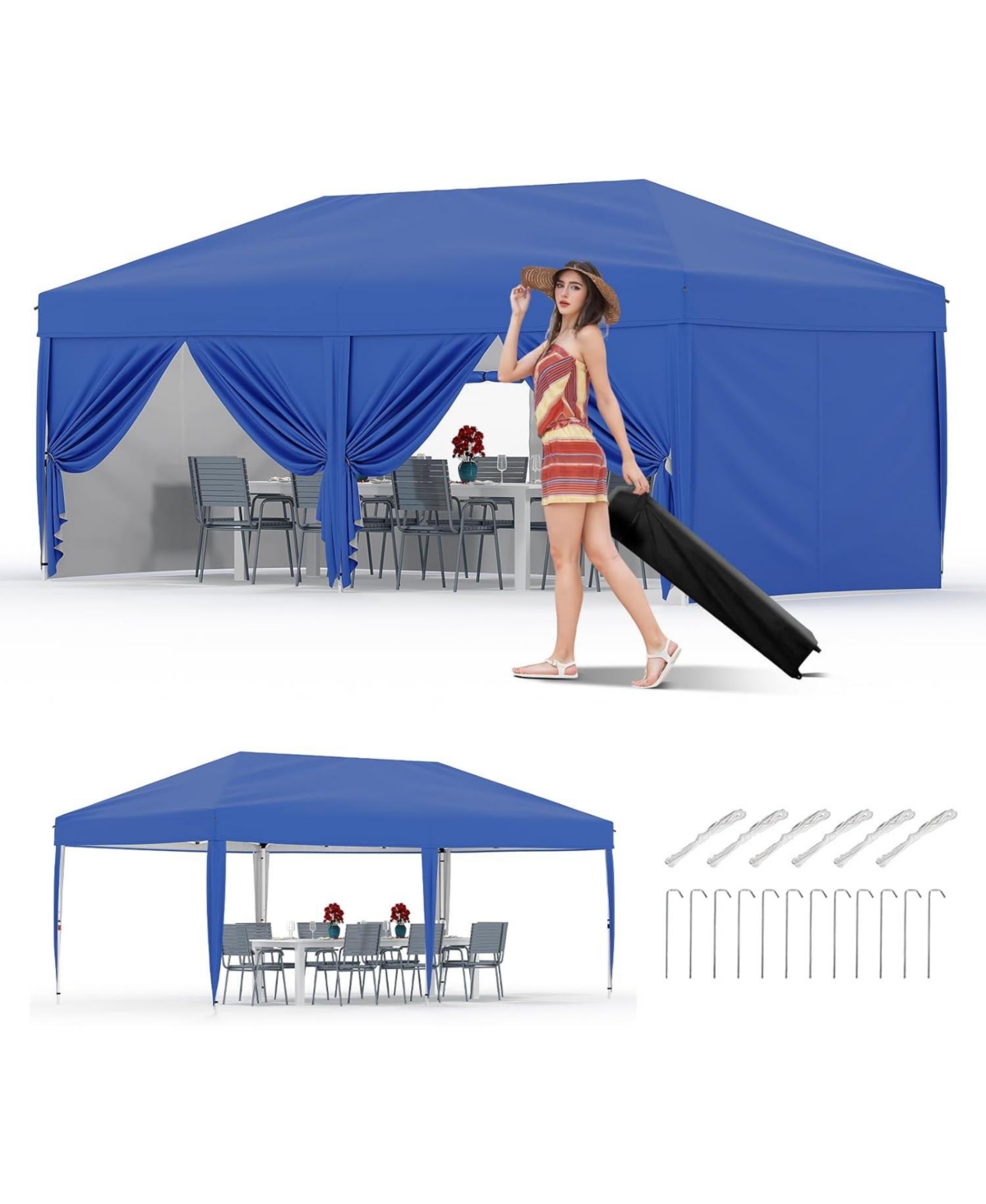 Click here for Gaomon 10x20 Ft Pop Up Canopy with 6 Sidewalls  Ou... prices