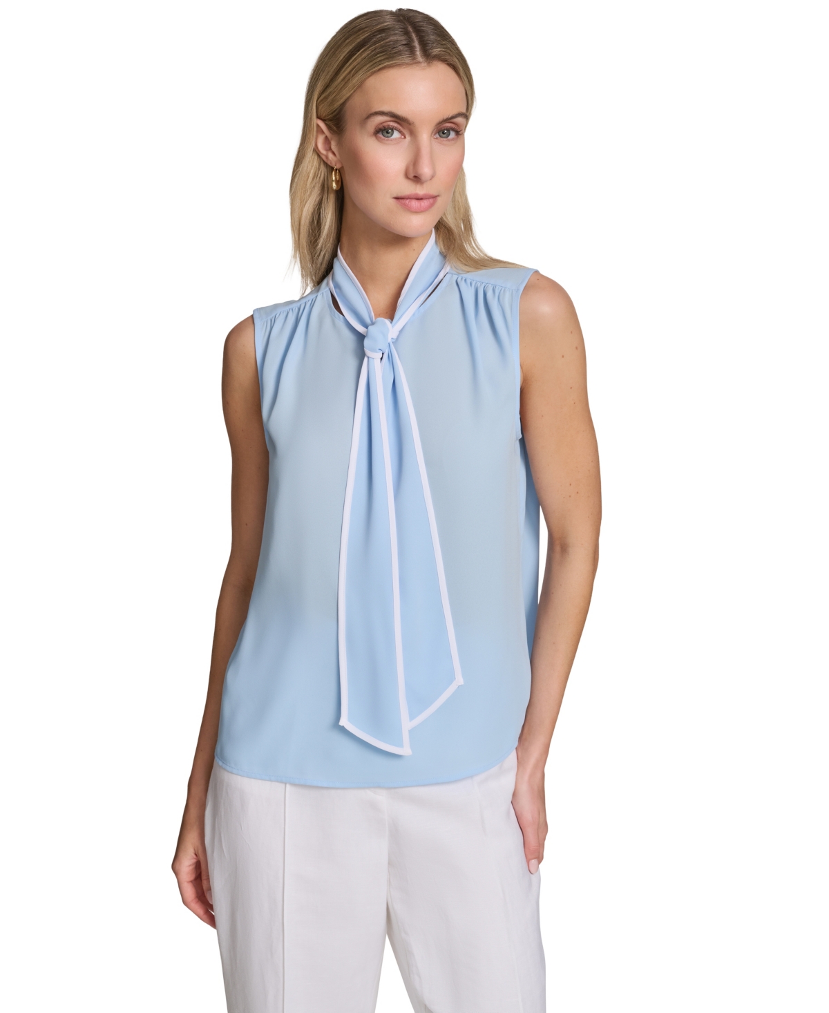 Click here for Calvin Klein Womens Sleeveless Pleated Top - Breez... prices