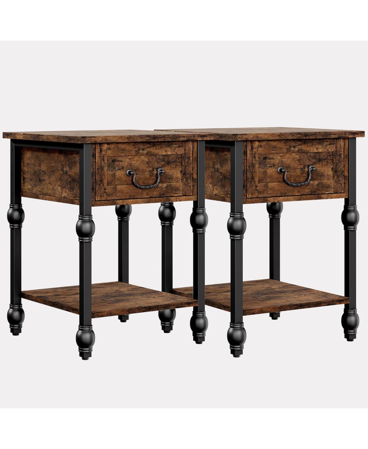 Click here for gaomon Set of 2 Industrial End Tables with Wooden... prices