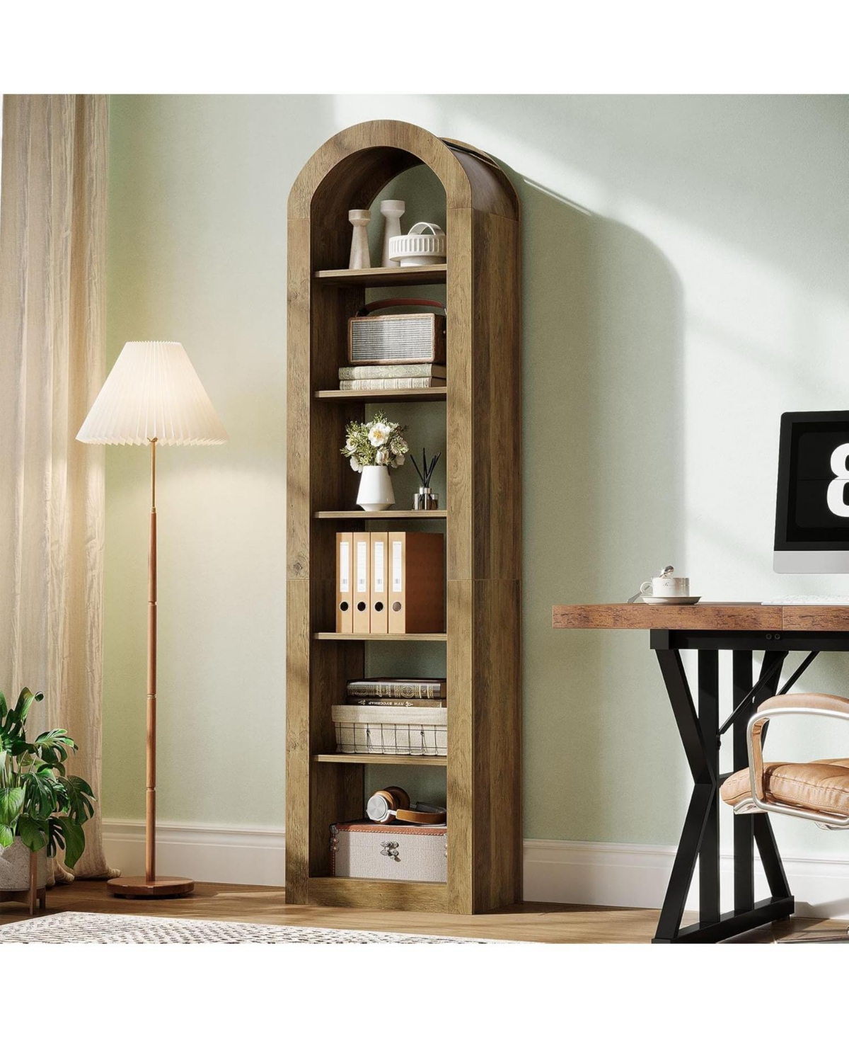 Click here for Tribesigns 74.8" Tall Arched Bookshelf  6-Tie... prices