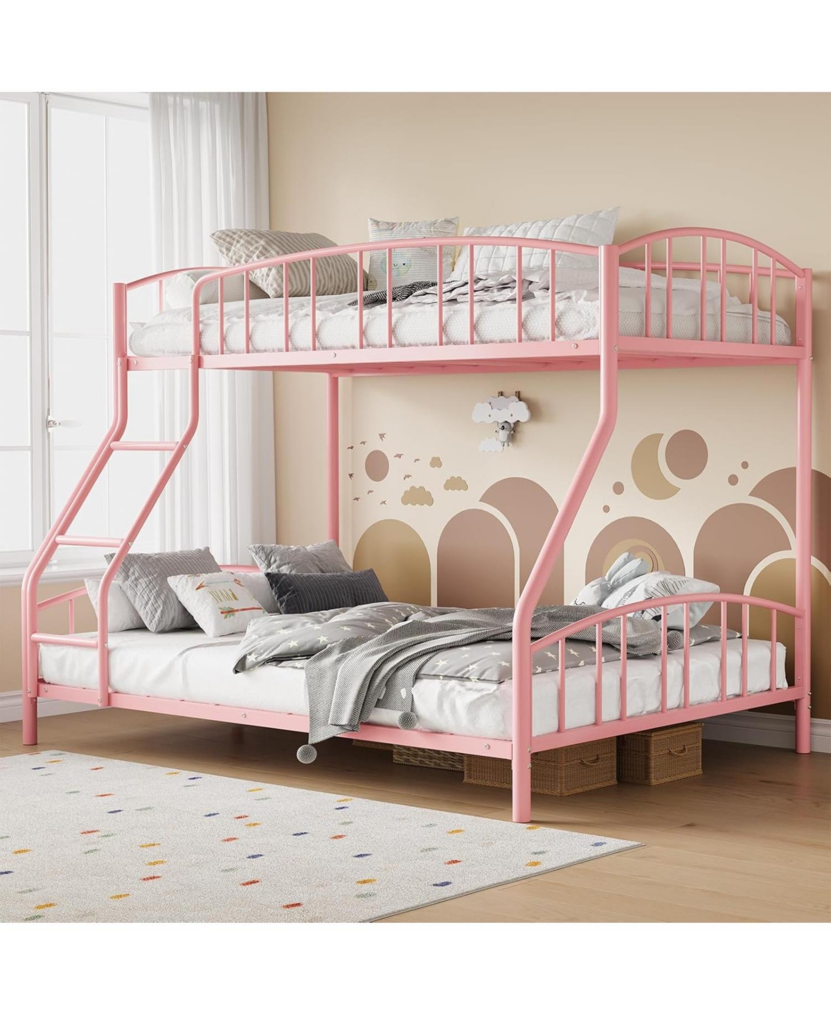Click here for gaomon Bunk Bed Twin Over Full with Ladder and Arc... prices