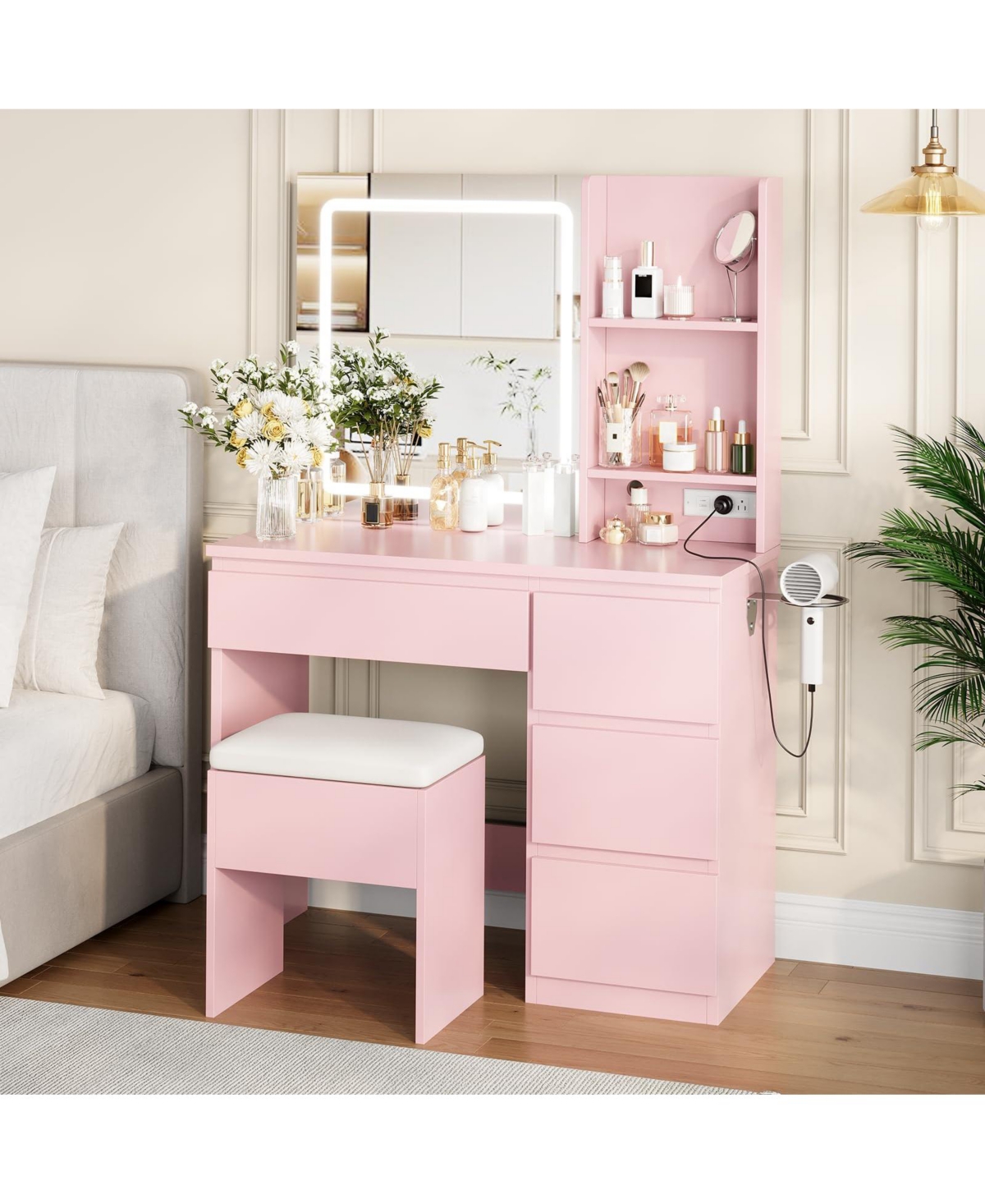 Click here for gaomon Makeup Vanity Set with Foldable Lighted Mir... prices