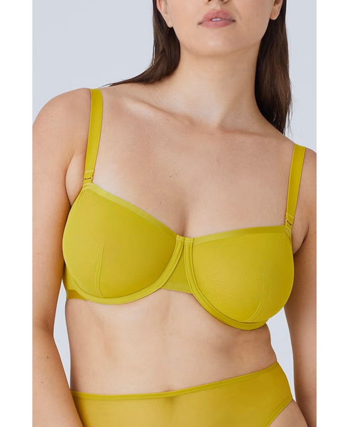 Click here for Cuup Womens The Balconette - Mesh Bra - Chartreuse prices
