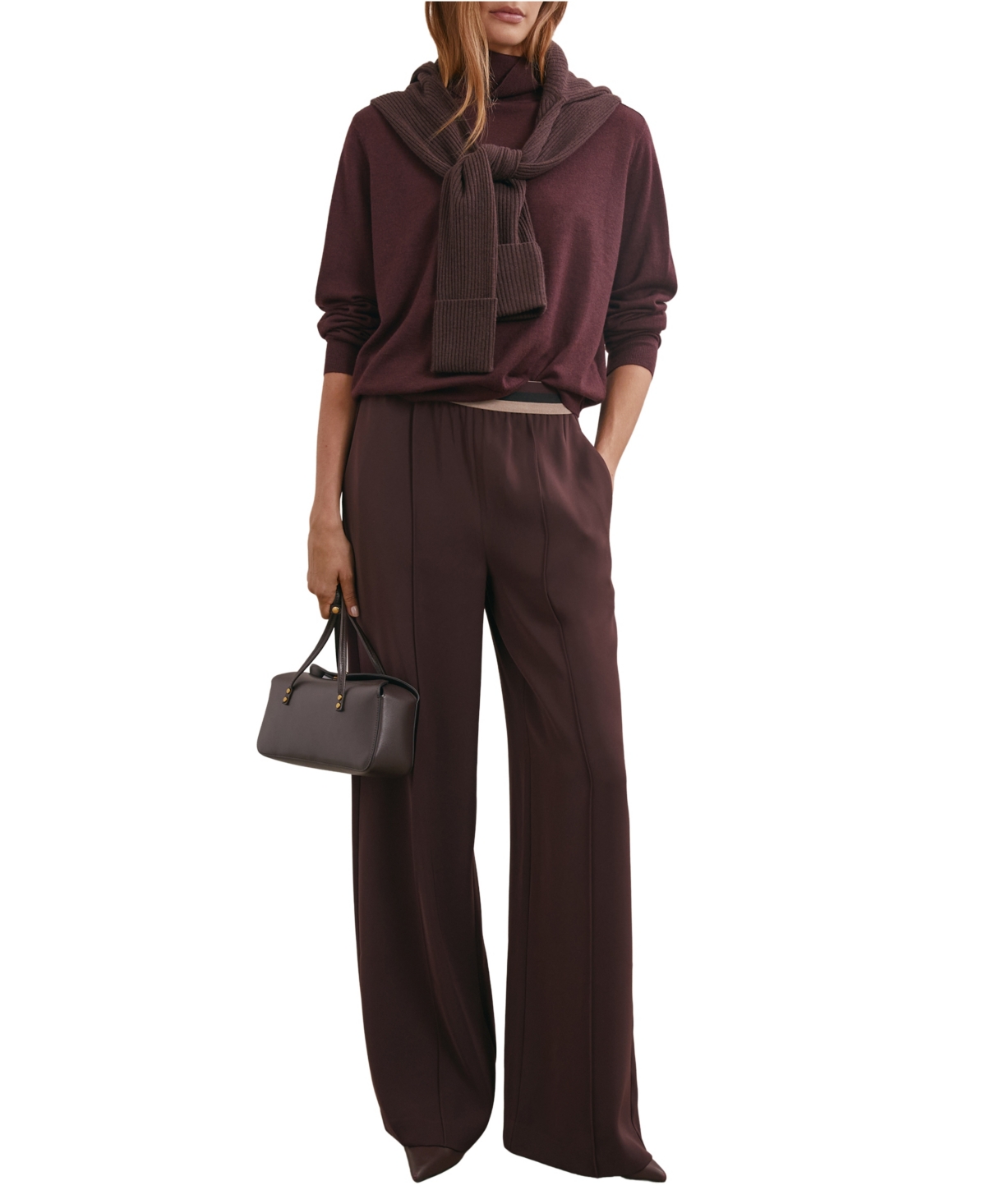Click here for Reiss Womens Elasticated-Waist Wide-Leg Pants - Bu... prices