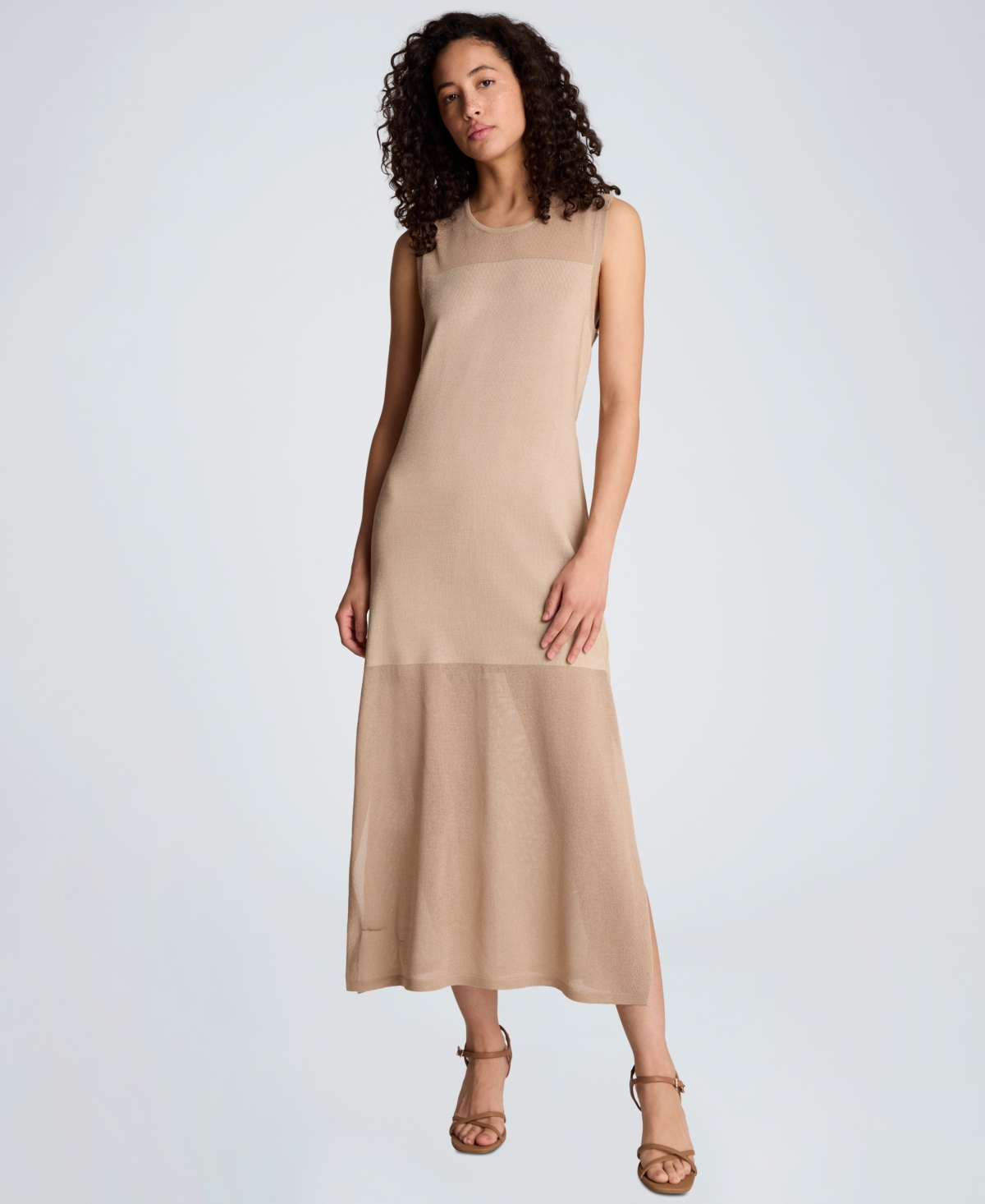 Click here for Kenneth Cole Womens Semi-Sheer Side-Slit Sleeveles... prices