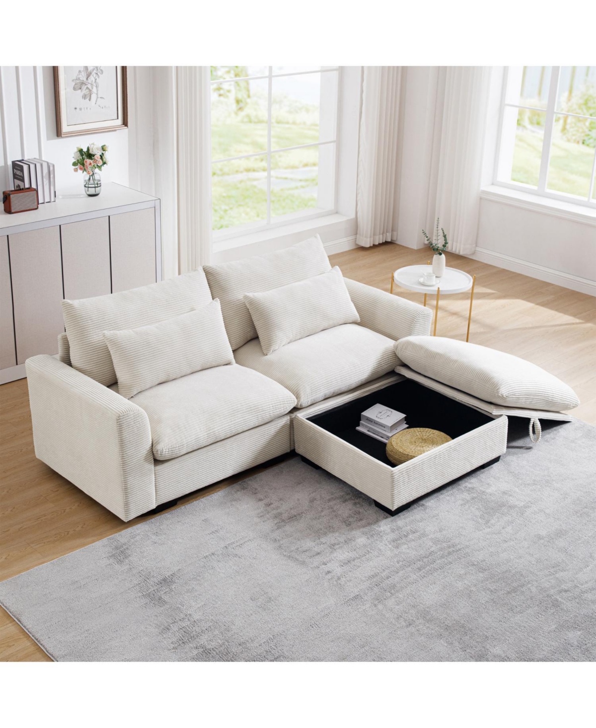 Click here for Streamdale Furniture Corduroy Sectional Sofa with... prices