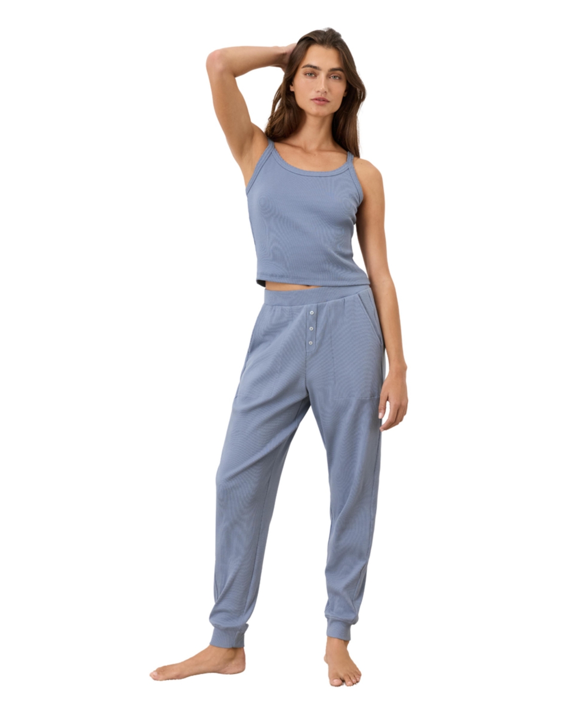 Click here for Pact Womens Dream Rib Jogger - Iris blue prices