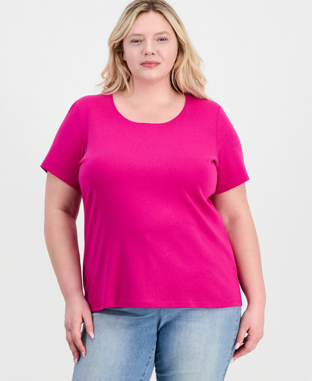 Click here for Style & Co Womens Plus Size Short-Sleeve Scoop-Nec... prices