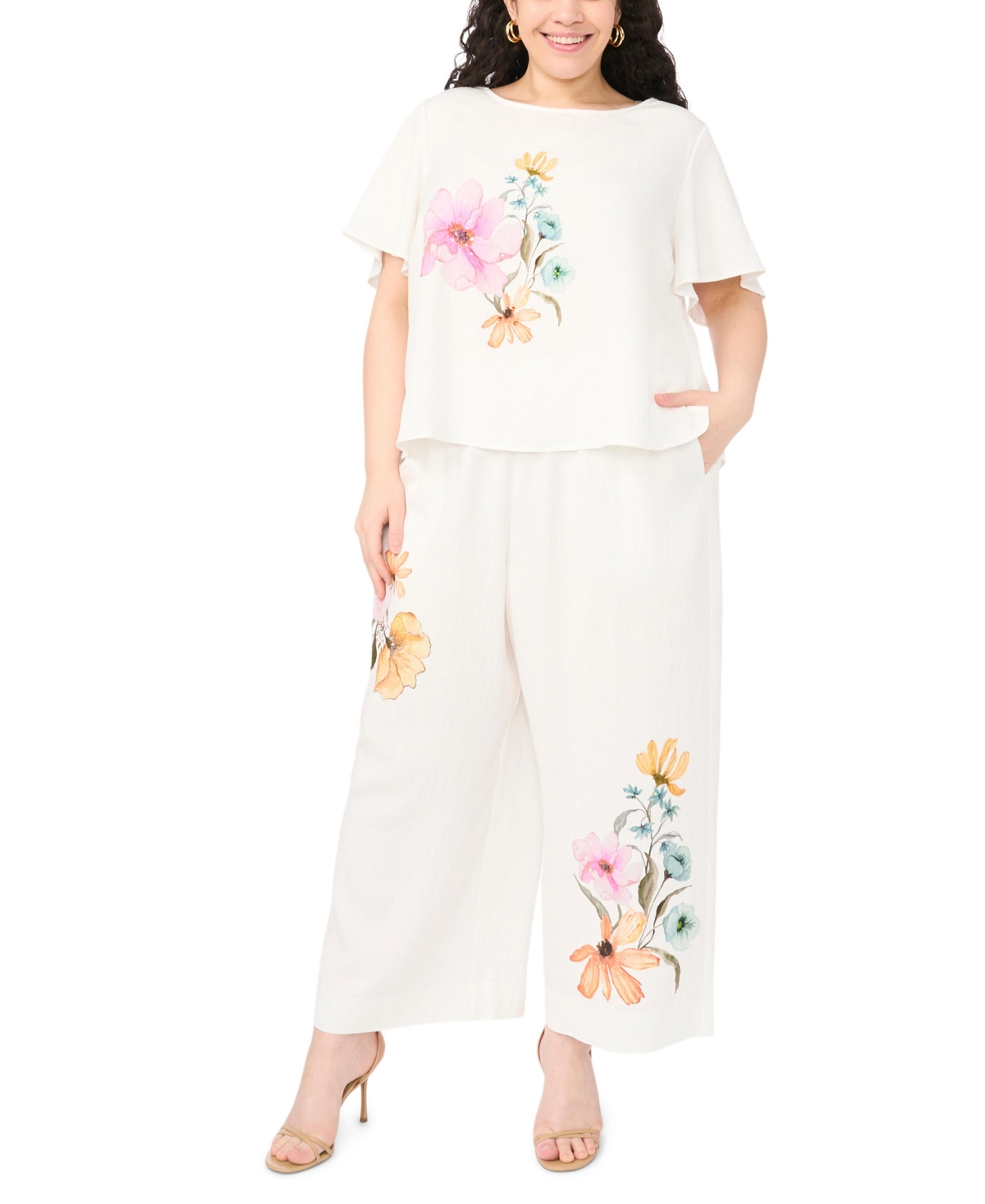 Click here for Vince Camuto Plus Size Smocked Waist Wide Leg Pant... prices