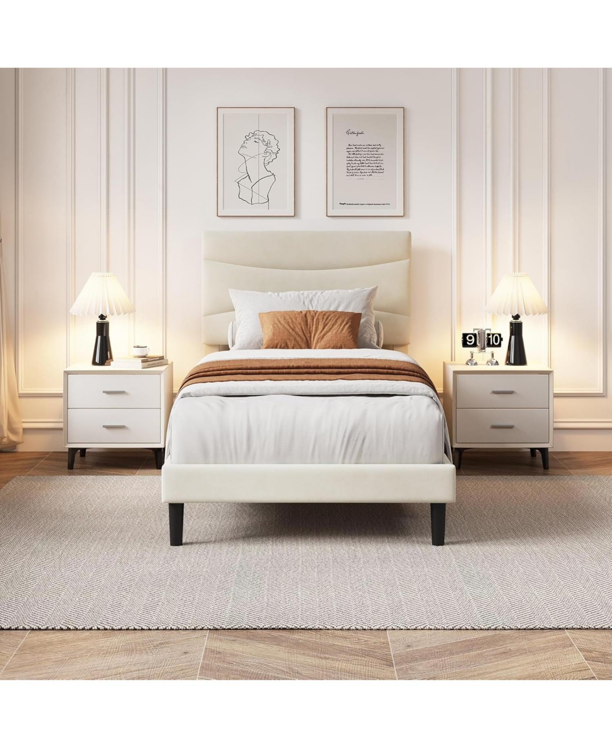 Click here for gaomon Twin Velvet Upholstered Bed Frame with Bisc... prices