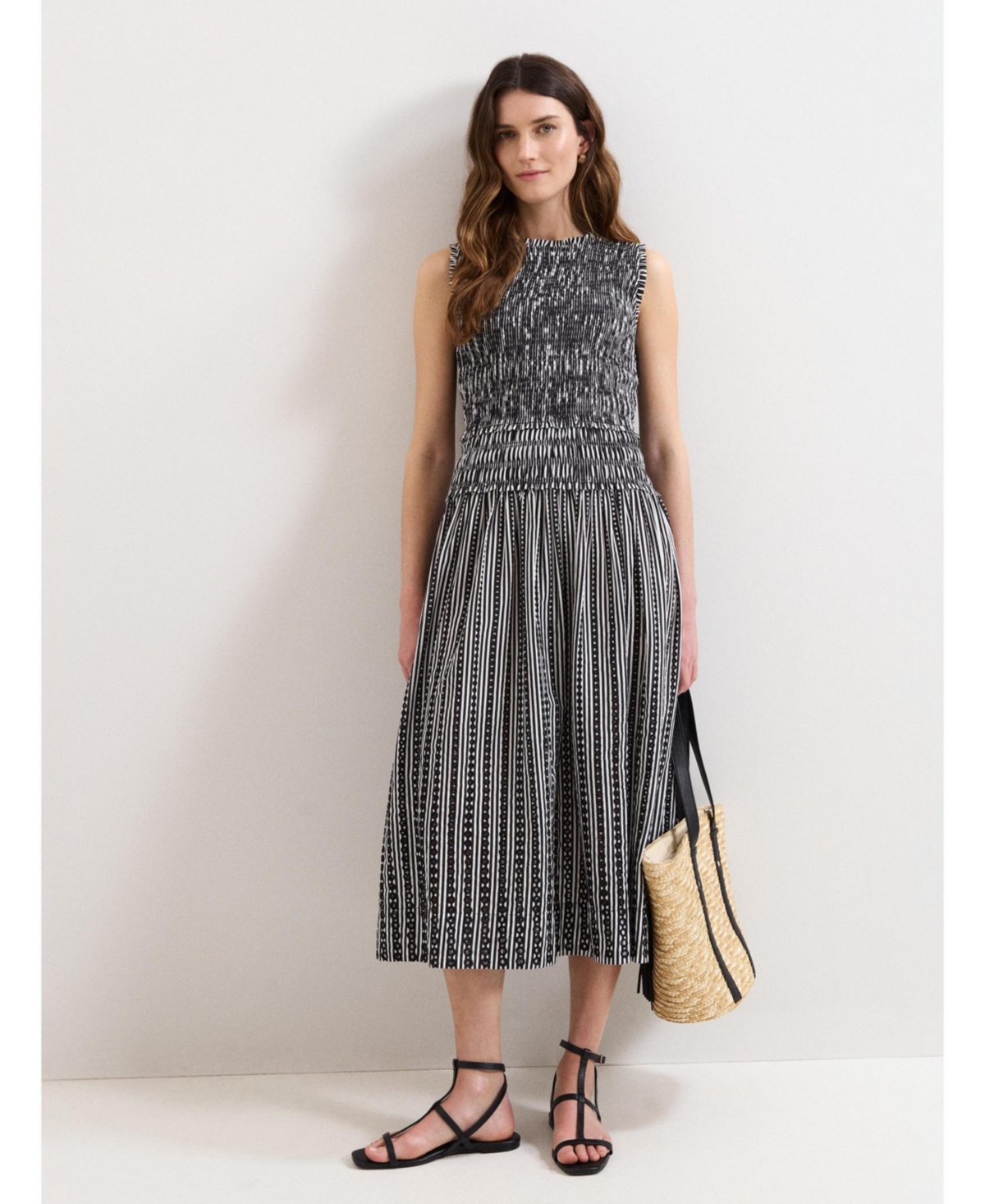 Click here for Phase Eight Womens Chiara Smocked Stripe Midi Dres... prices