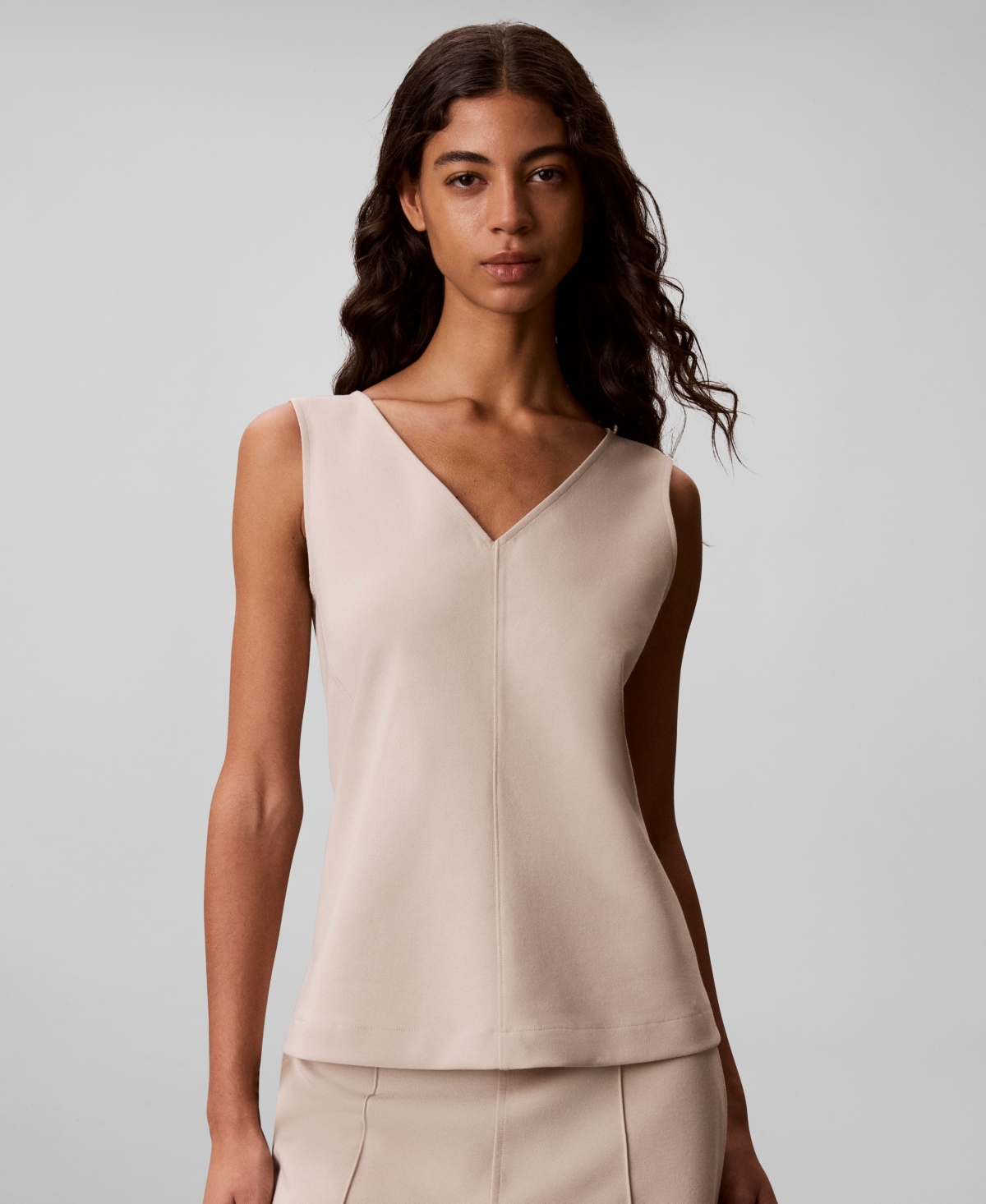 Click here for Calvin Klein Womens Slim Fit Sleeveless V-Neck Top... prices